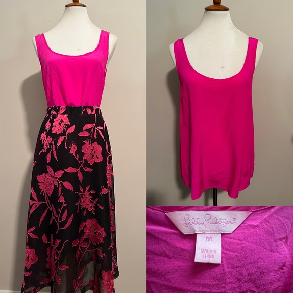 Lilly Pulitzer | Tops | Lilly Pulitzer Hot Pink Silk Tank Top | Poshmark
